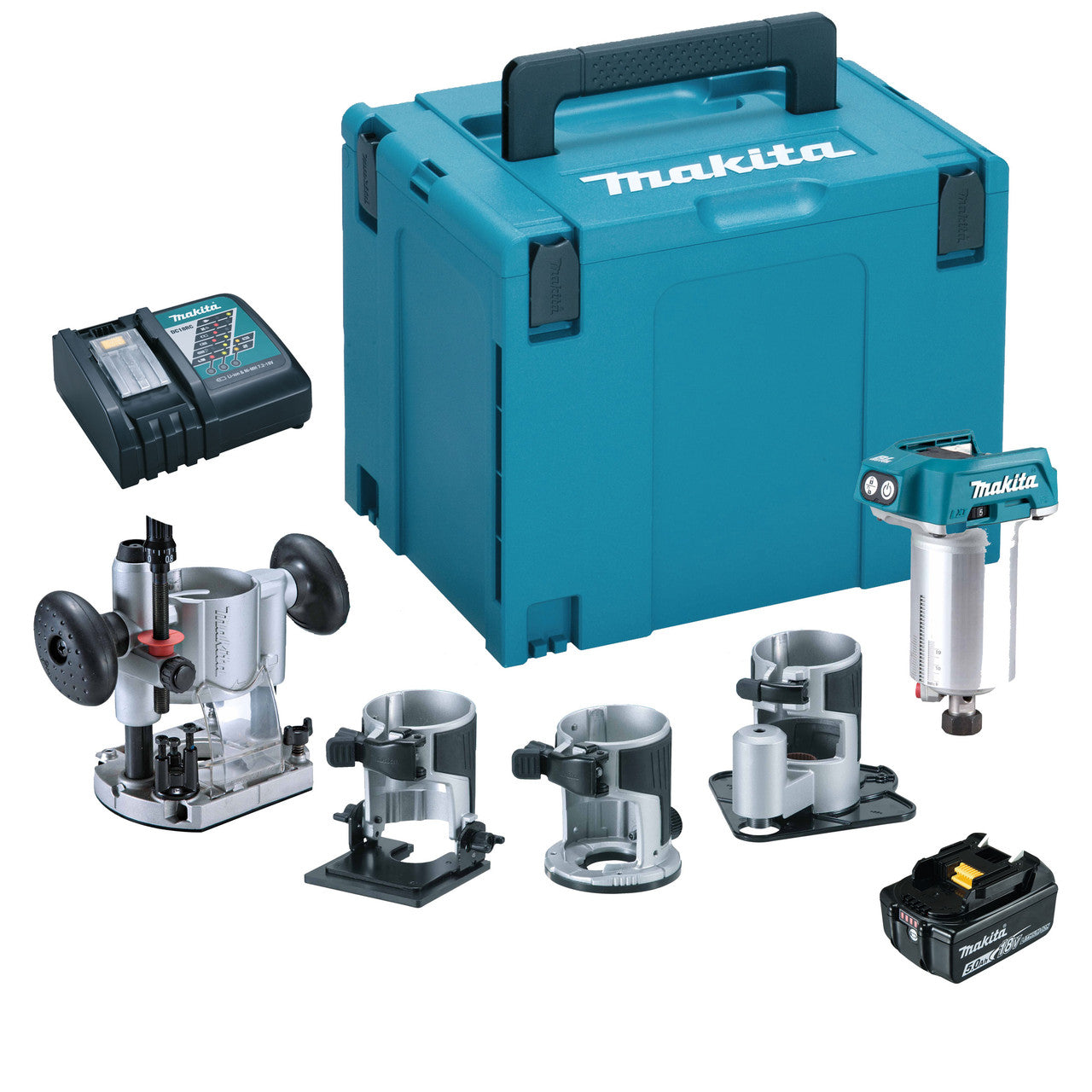 Makita DRT50ZJX3 18V LXT 1/4" Brushless Router/Trimmer (2 x 5.0Ah Batt – ToolShop Ltd