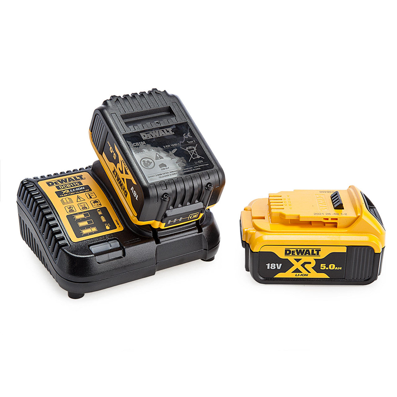 Dewalt 18V 2 x DCB184 5.0Ah Batteries & DCB115 Charger Set – ToolShop Ltd