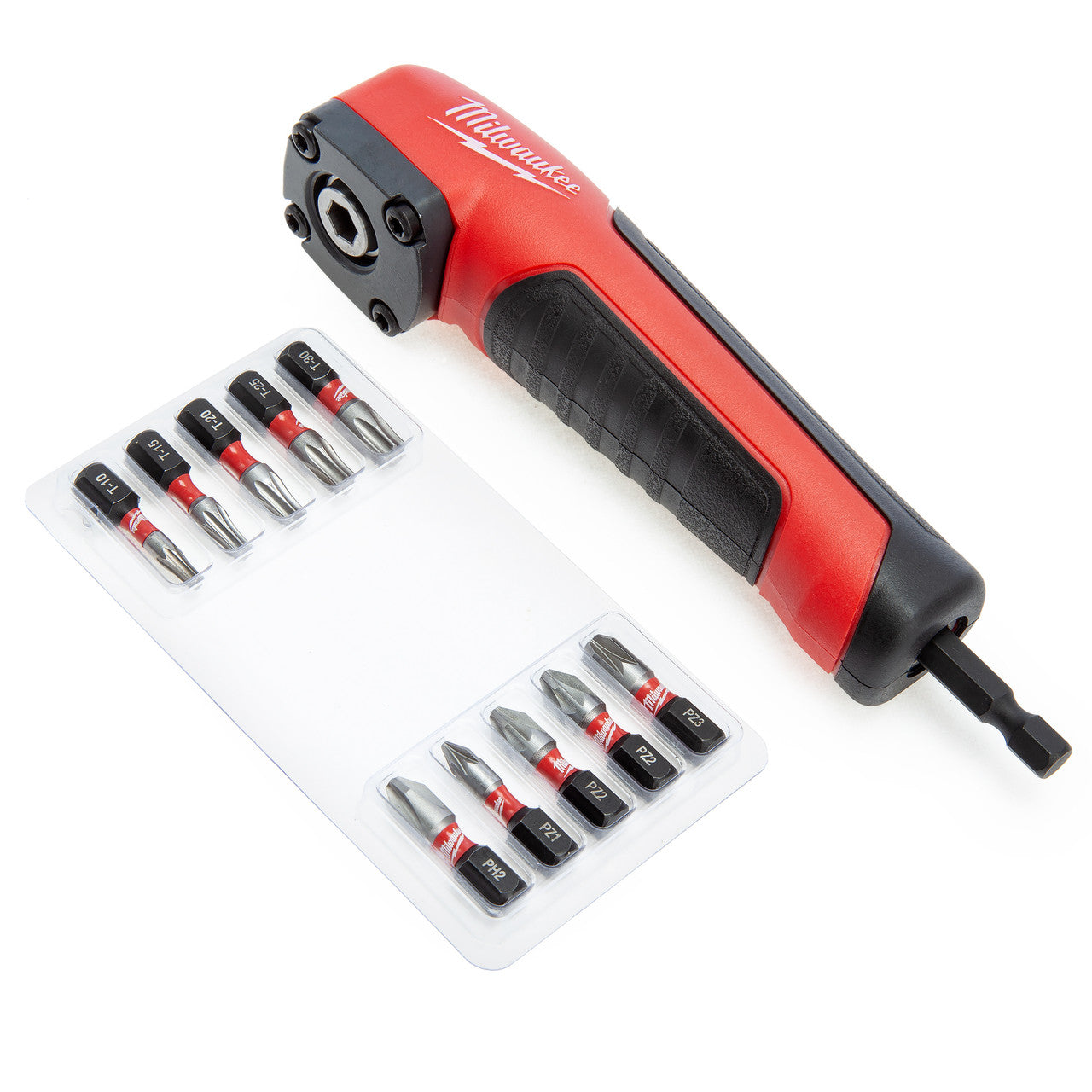 Milwaukee 4932471274 Shockwave Right Angle Attachment + Bit Set (11 Pi ...