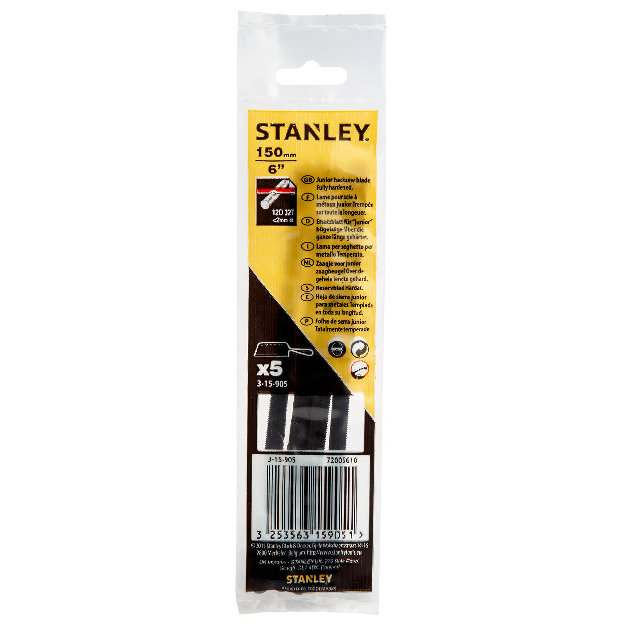 Stanley 3-15-905 Junior Hacksaw Blades 150mm / 6 Inch (5 Pack ...