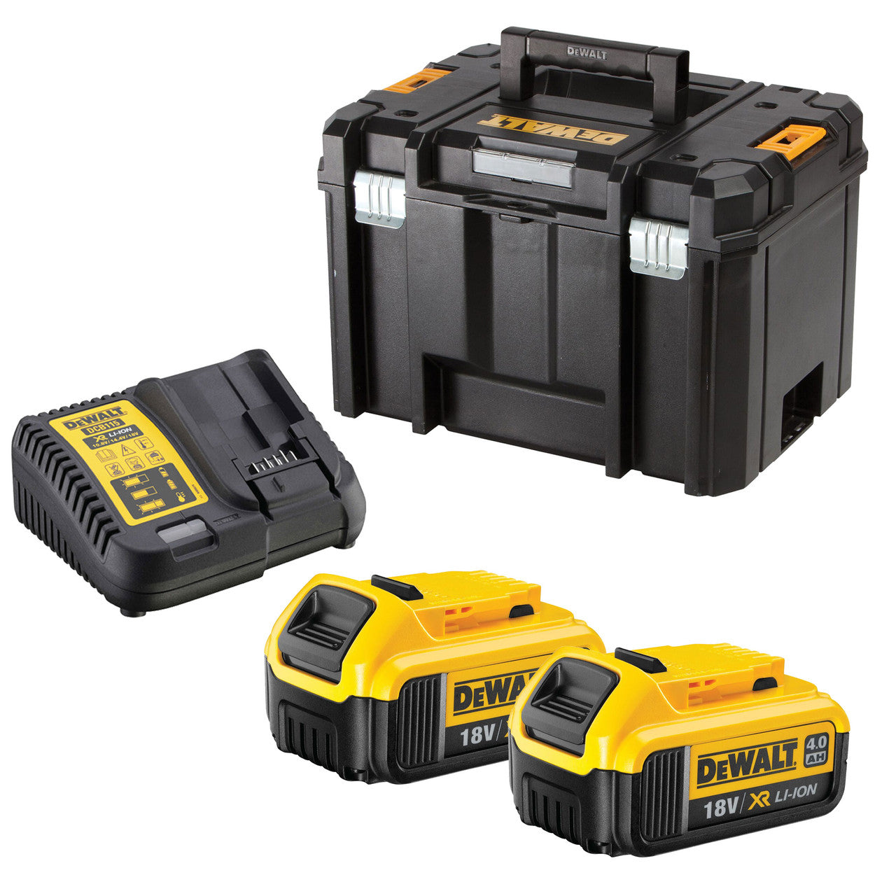 Dewalt 18V 2 x DCB182 4.0Ah Batteries, DCB115 Charger & TSTAK Set ...