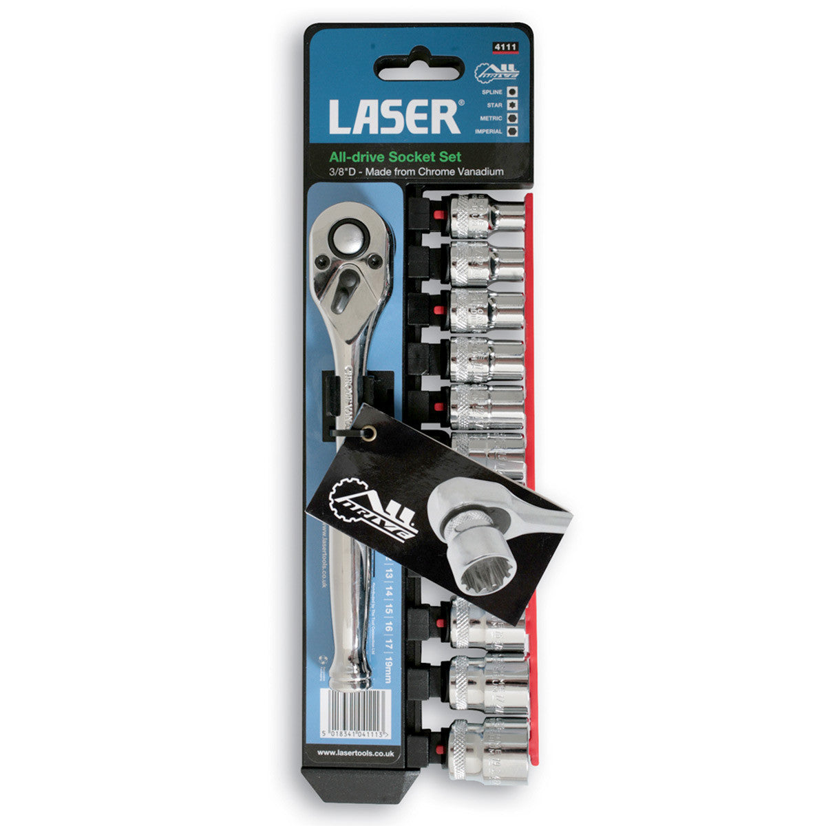 Laser 4111 Alldrive Socket Set 3/8" Drive in Rack (12 Piece) – ToolShop Ltd